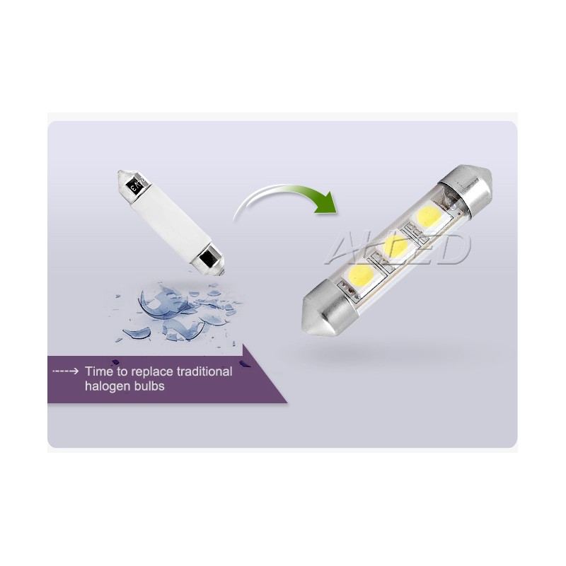 12V 42mm LED Festoon Bulb Courtesy/Vehicle/Dome/Trailer Replace Light ...