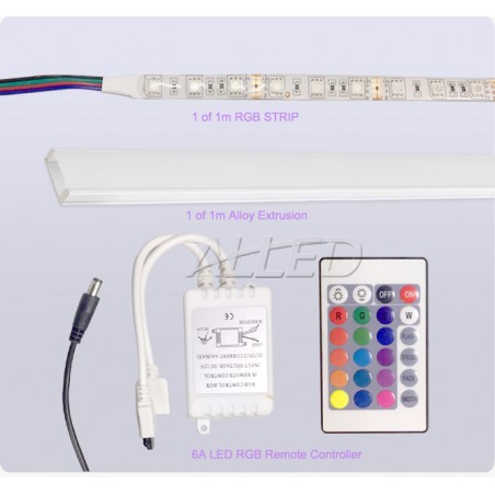 Easter 1m RGB LED Strip Light Kit+1m Extrusion Channel Bar+Remote ...