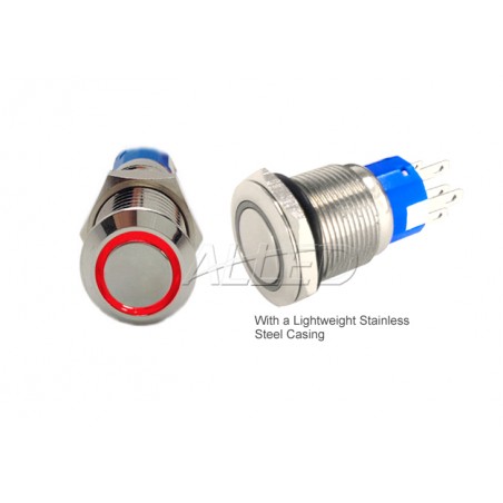 19MM LED Push Latching Switch 12V 5A ON/OFF Blue Light Power Switch ...