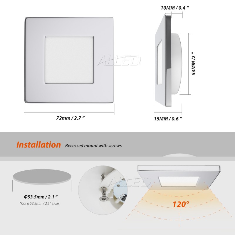 4PCS LED 12volt DC Square Recessed Ceiling Down Light for Caravan ...
