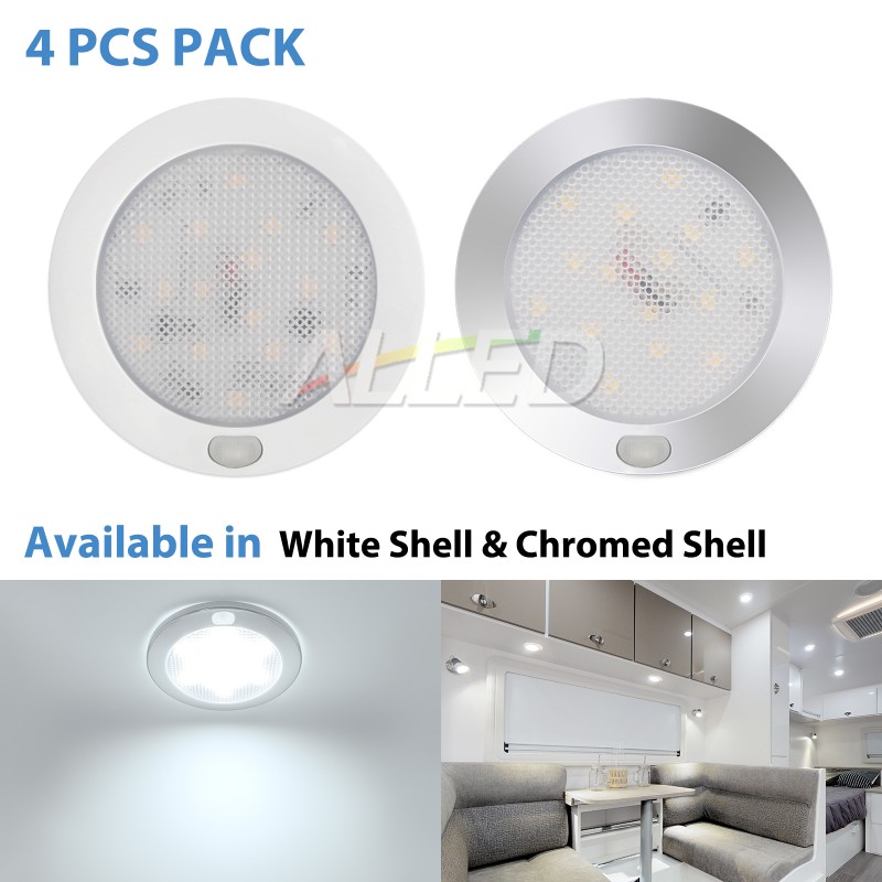 4x 12V LED Light with Dimmable Switch Interior Ceiling Roof Cabinet ...