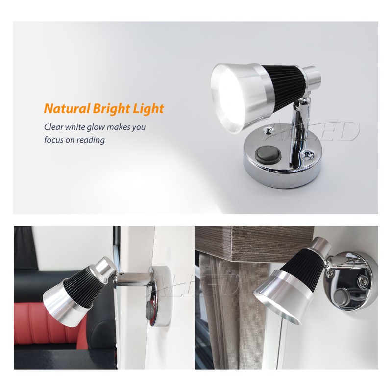 2X 12V LED Swivel Reading Light Cool Lights RV Caravan Boat Ipad Map ...