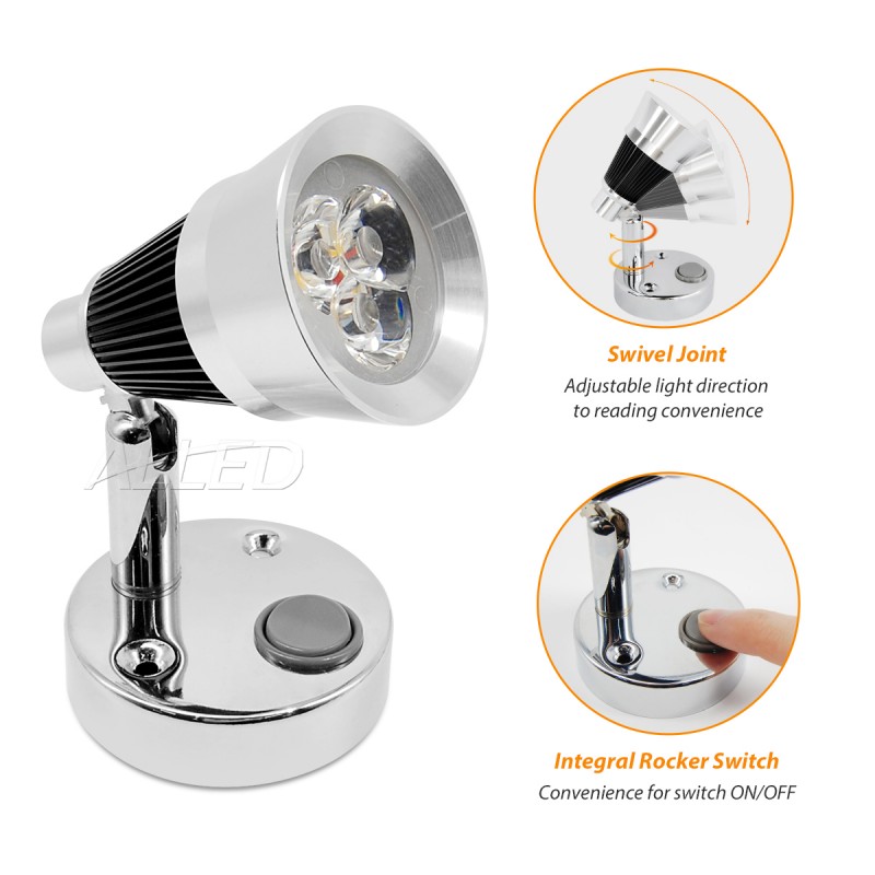 2X 12V LED Swivel Reading Light Cool Lights RV Caravan Boat Ipad Map ...