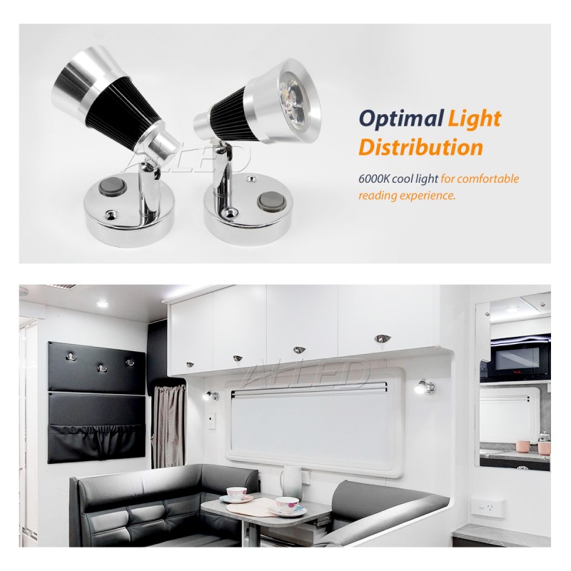 2X 12V LED Swivel Reading Light Cool Lights RV Caravan Boat Ipad Map ...