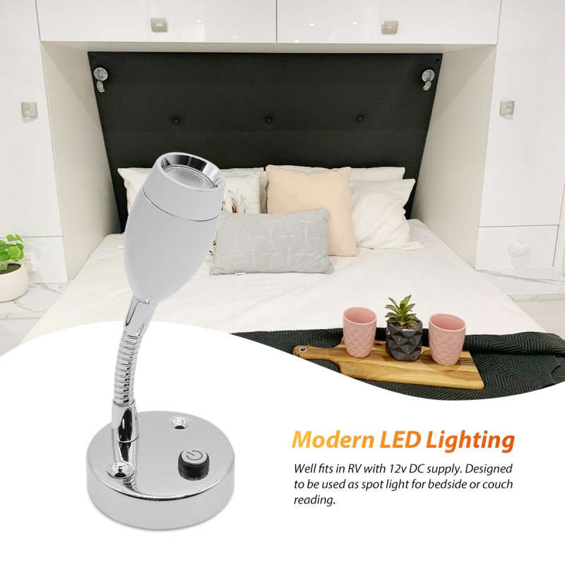 2X 12V LED Reading Light RV Caravan Dual Color Bedside Wall Lamps