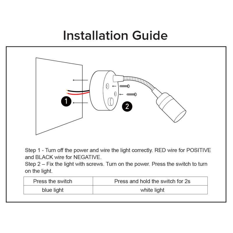 12V Flexible Crystal LED Reading Lamp, RV/Map/Bed/Wall Light