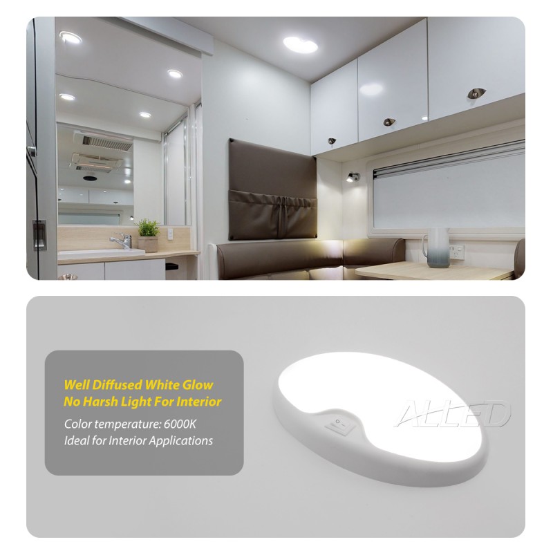 12V LED Oval Ceiling Roof Light for Camper Caravan