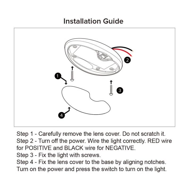 12V LED Oval Ceiling Roof Light for Camper Caravan