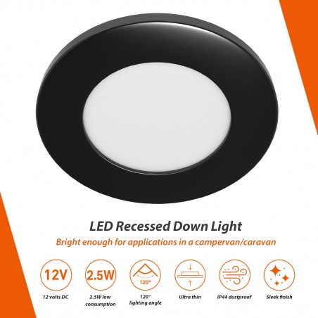 12V LED Recessed Downlight black
