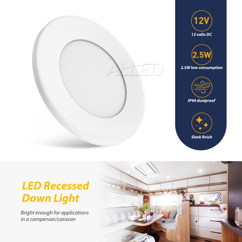 4X12V Recessed Ceiling Lights LED Cabin Lamp Caravan Motorhome Boat Yacht
