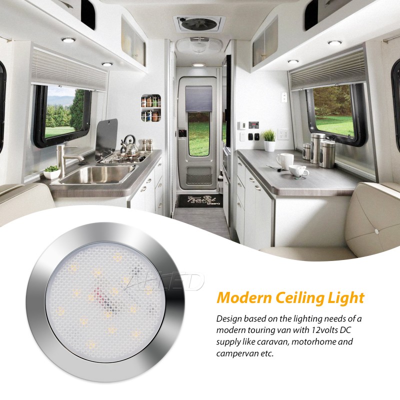 Ultra Slim LED Ceiling Lights 12v DC Cabinet Dome Lamp RV Campervan ...