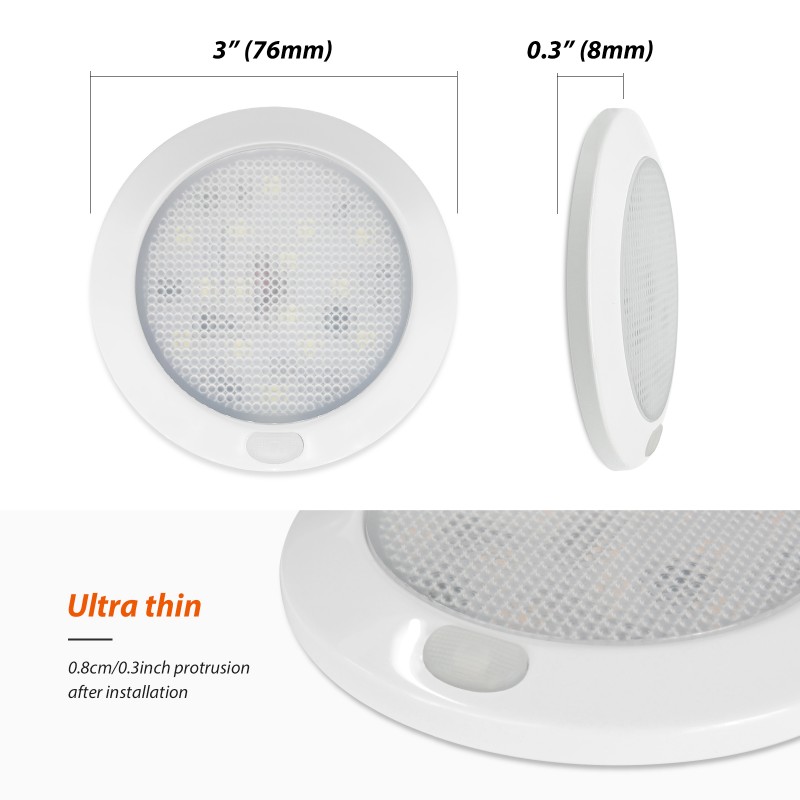 φ76mm 12V LED Interior Ceiling Light under Cabinet Lamp Switch for RV ...