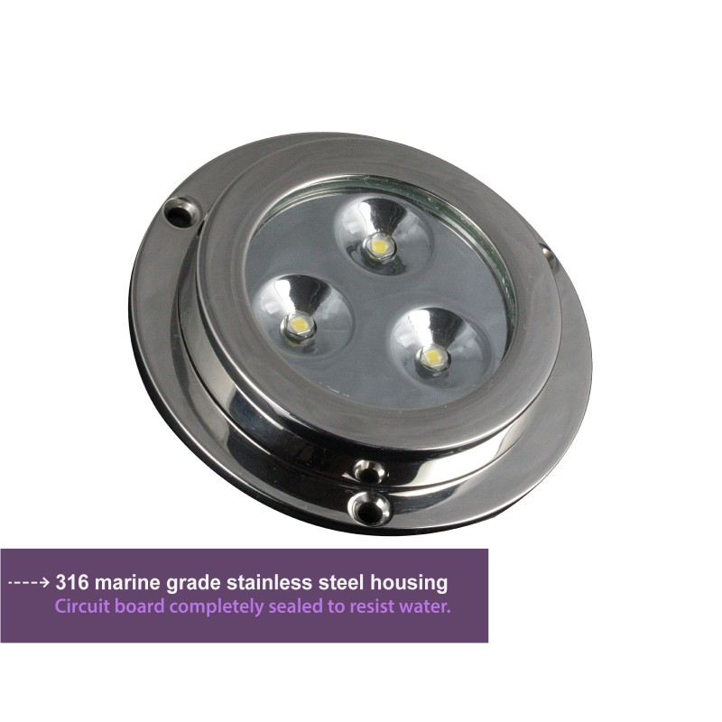 6W Stainless LED Marine Underwater Light Blue Color Fishing Squid Boat ...