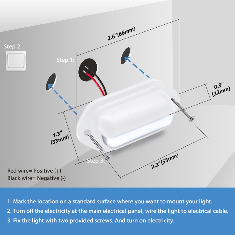 12V Waterproof LED Courtesy Light Deck/Garden/Boat/Stair/Step/RV Lamp