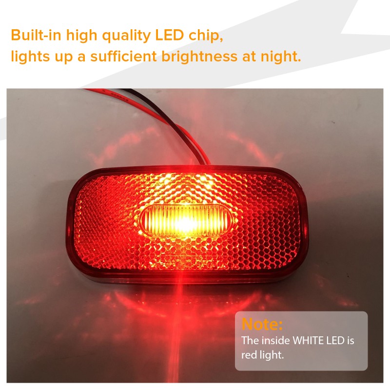 2X12V LED Oblong Side Marker Lights, Trailer Clearance Indicator Lamp ...