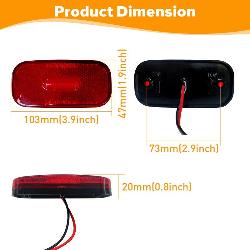 2X12V LED Oblong Side Marker Lights, Trailer Clearance Indicator Lamp ...