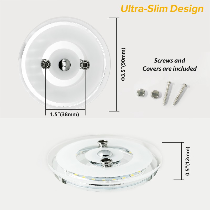 12v Round LED Interior Ceiling Down Roof Lights with Touch Switch for ...