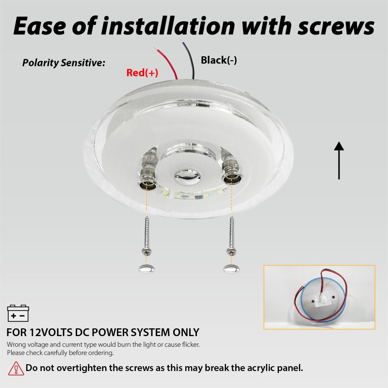 12v Round LED Interior Ceiling Down Roof Lights with Touch Switch for ...